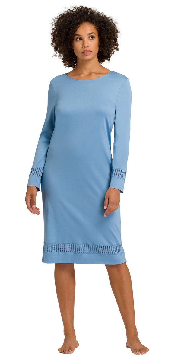 HANRO Gaia Long Sleeve Gown | Bonnie Blue – Ladybird Lingerie